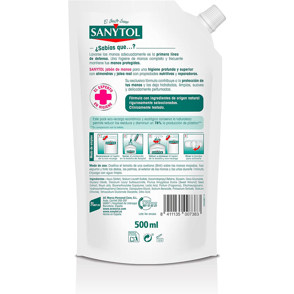 SANYTOL REPLACEMENT ECO nourishing antibacterial soap Hand Soap Sanytol ...