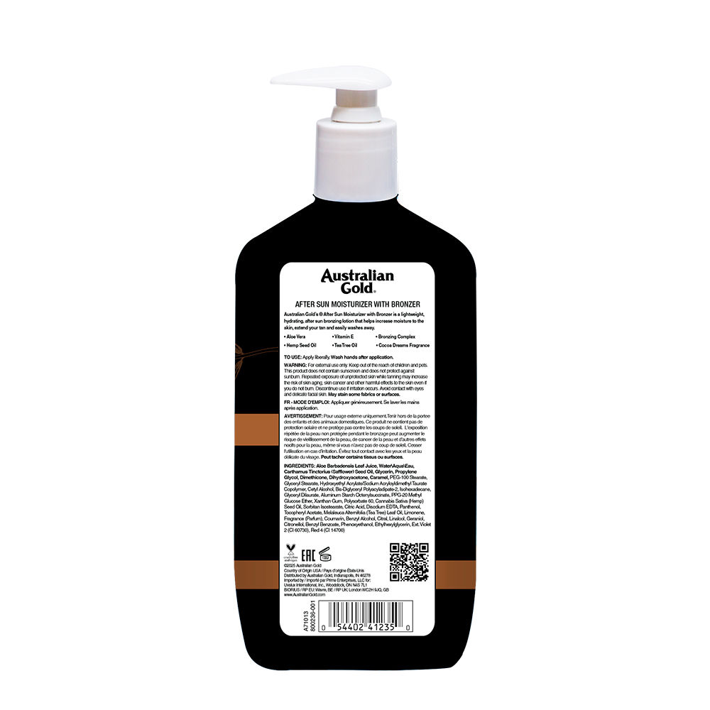 Creme corporal hidratante pós-sol com bronzeador After-sun Australian ...